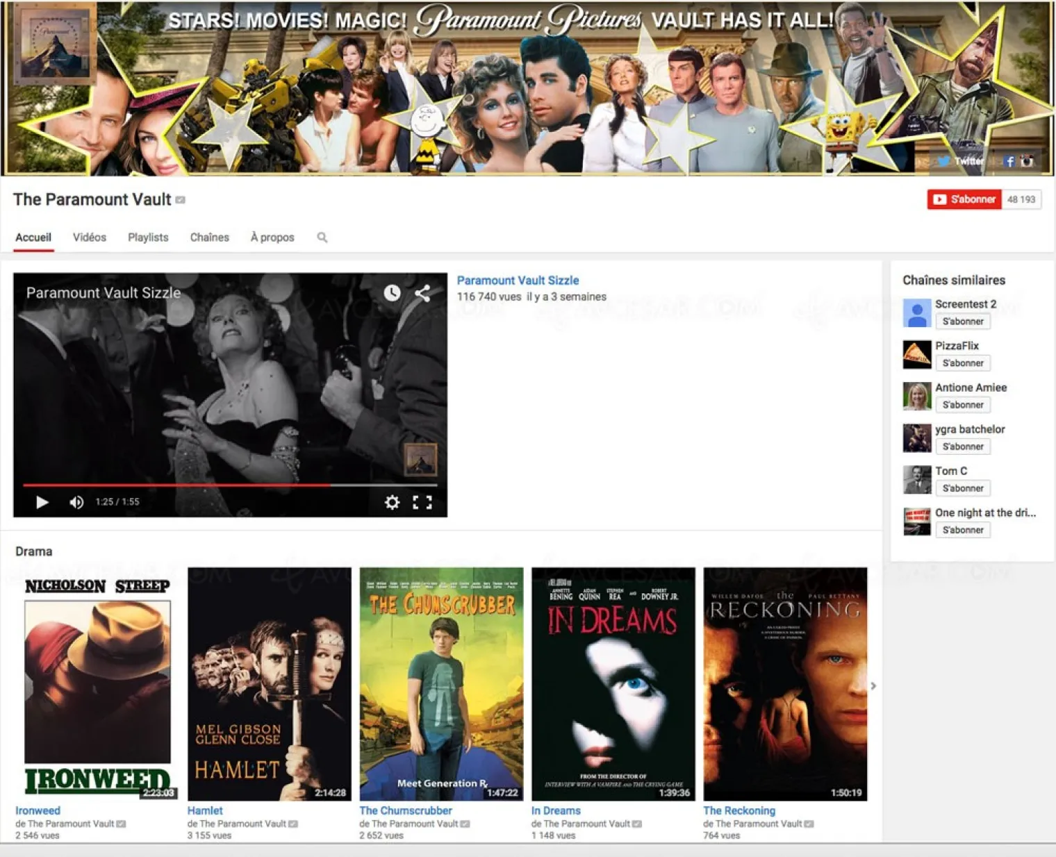 Paramount US sur Youtube
