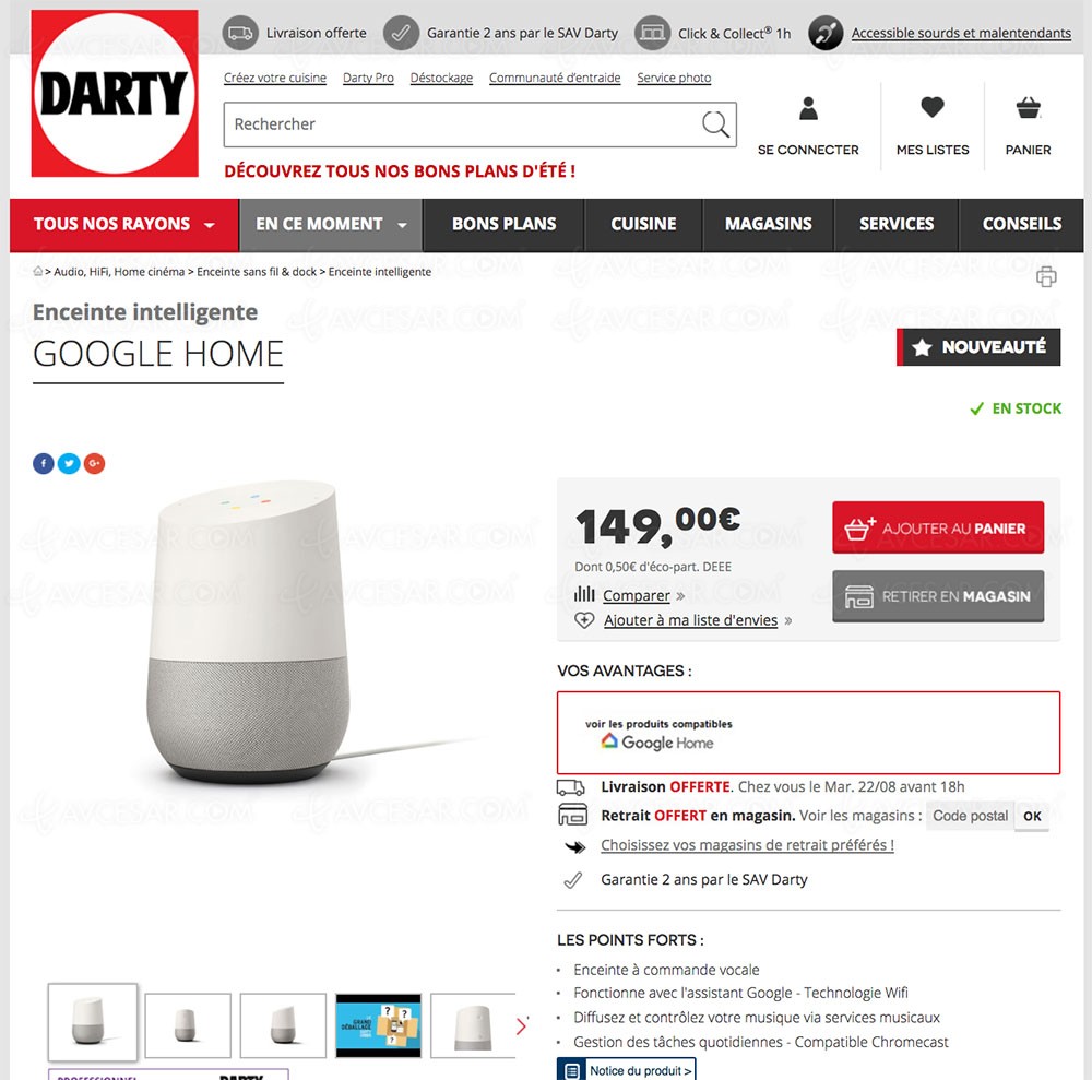 Google Home disponible en exclusivité chez Darty et à la Fnac