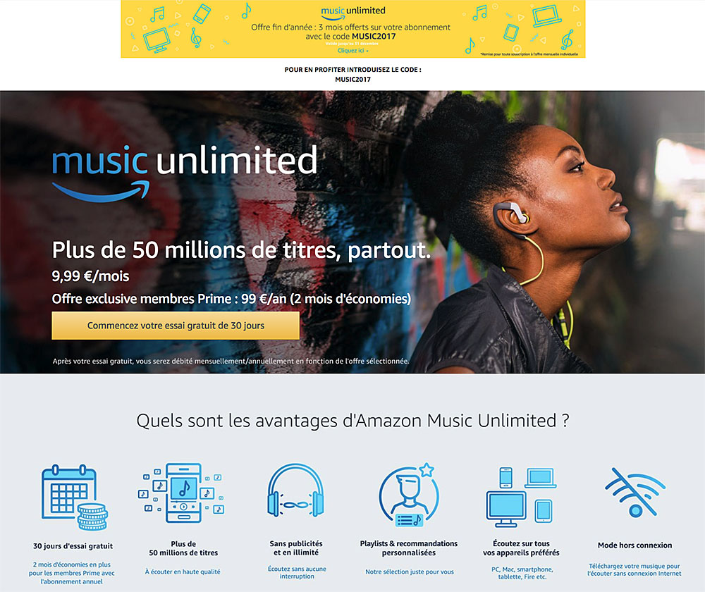 Amazon Music Unlimited, abonnement 3 mois gratuits pour les 15 000 ...